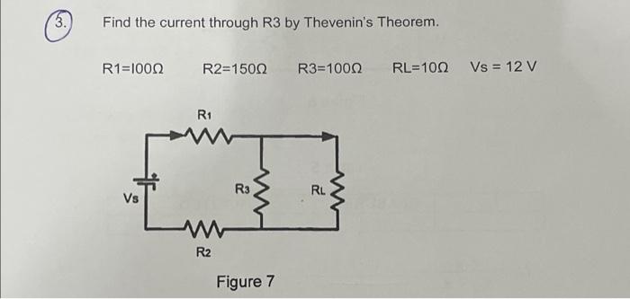 Solved 3. Find the current through R3 by Thevenin's Theorem. | Chegg.com
