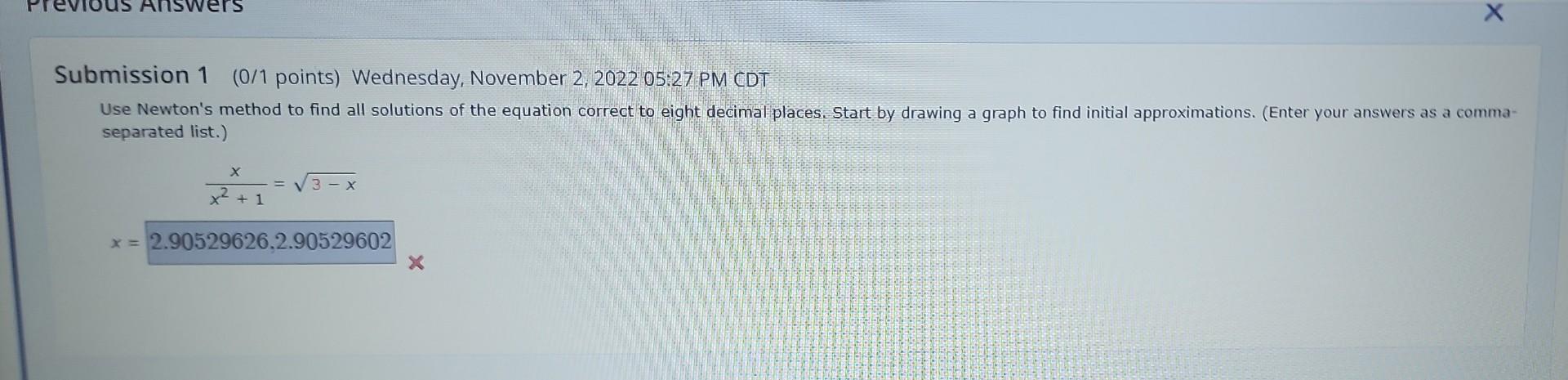 Solved Submission 1 (0/1 points) Wednesday, November 2, 2022 | Chegg.com