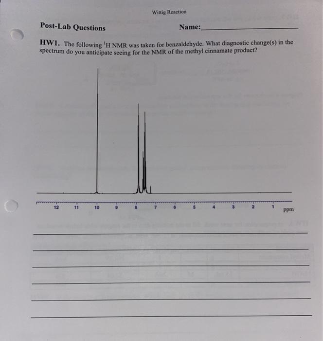 Solved Wittig Reaction Post-Lab Questions Name: HW1. The | Chegg.com