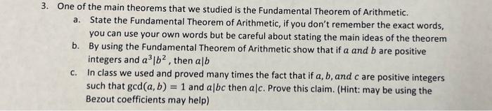 Solved 3. One of the main theorems that we studied is the | Chegg.com