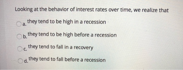Solved Looking at the behavior of interest rates over time, | Chegg.com