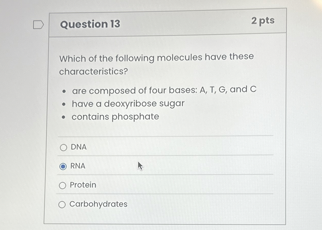 Solved Question 132 ﻿ptsWhich of the following molecules | Chegg.com