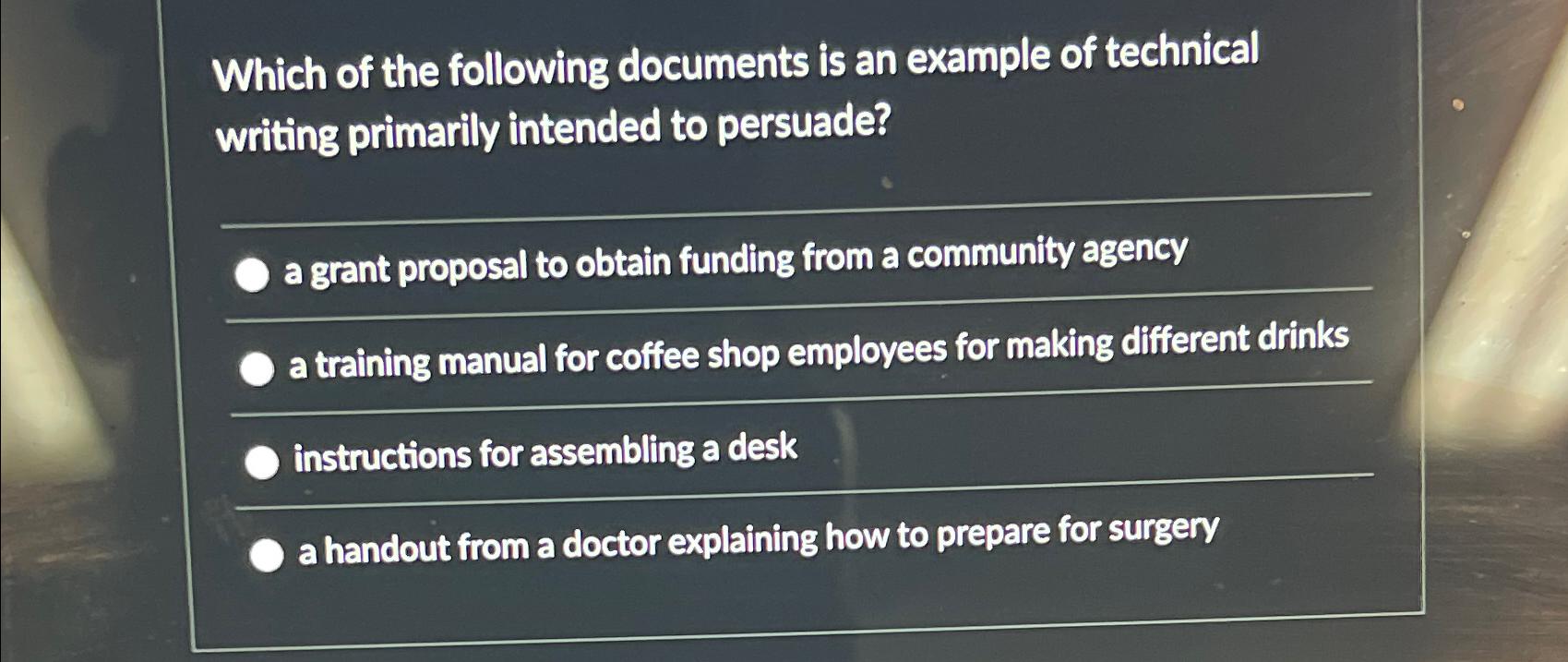 Solved Which of the following documents is an example of | Chegg.com