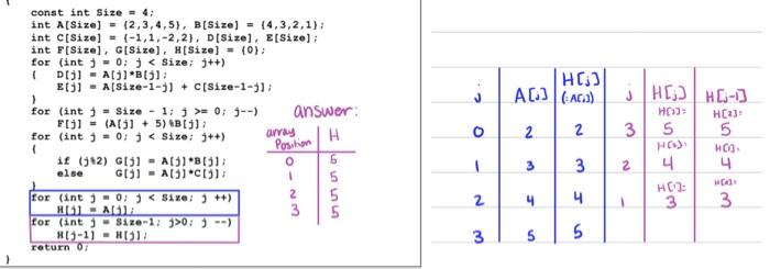 Solved const int size =4; int A[ Size] =(2,3,4,5),B[ Size | Chegg.com