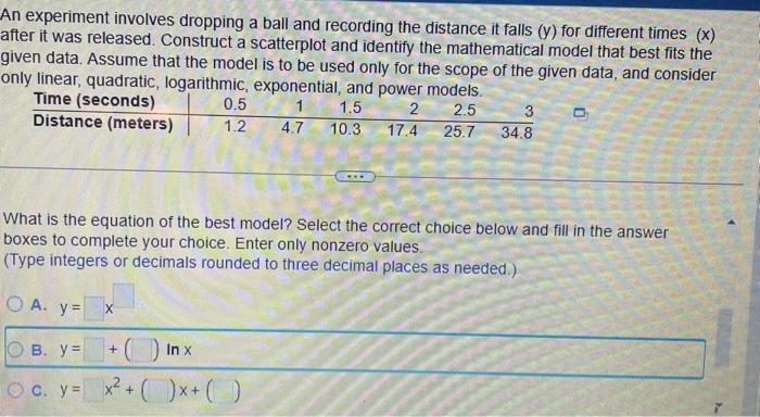 An experiment involves dropping a ball and recording | Chegg.com