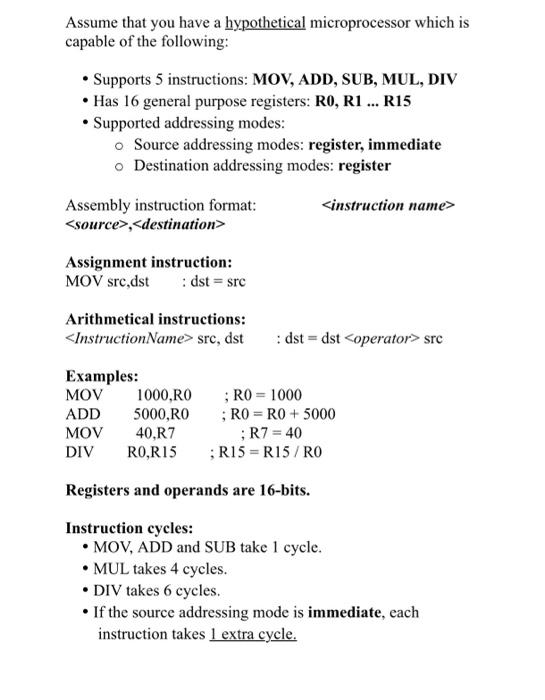 Solved Assume that you have a hypothetical microprocessor | Chegg.com