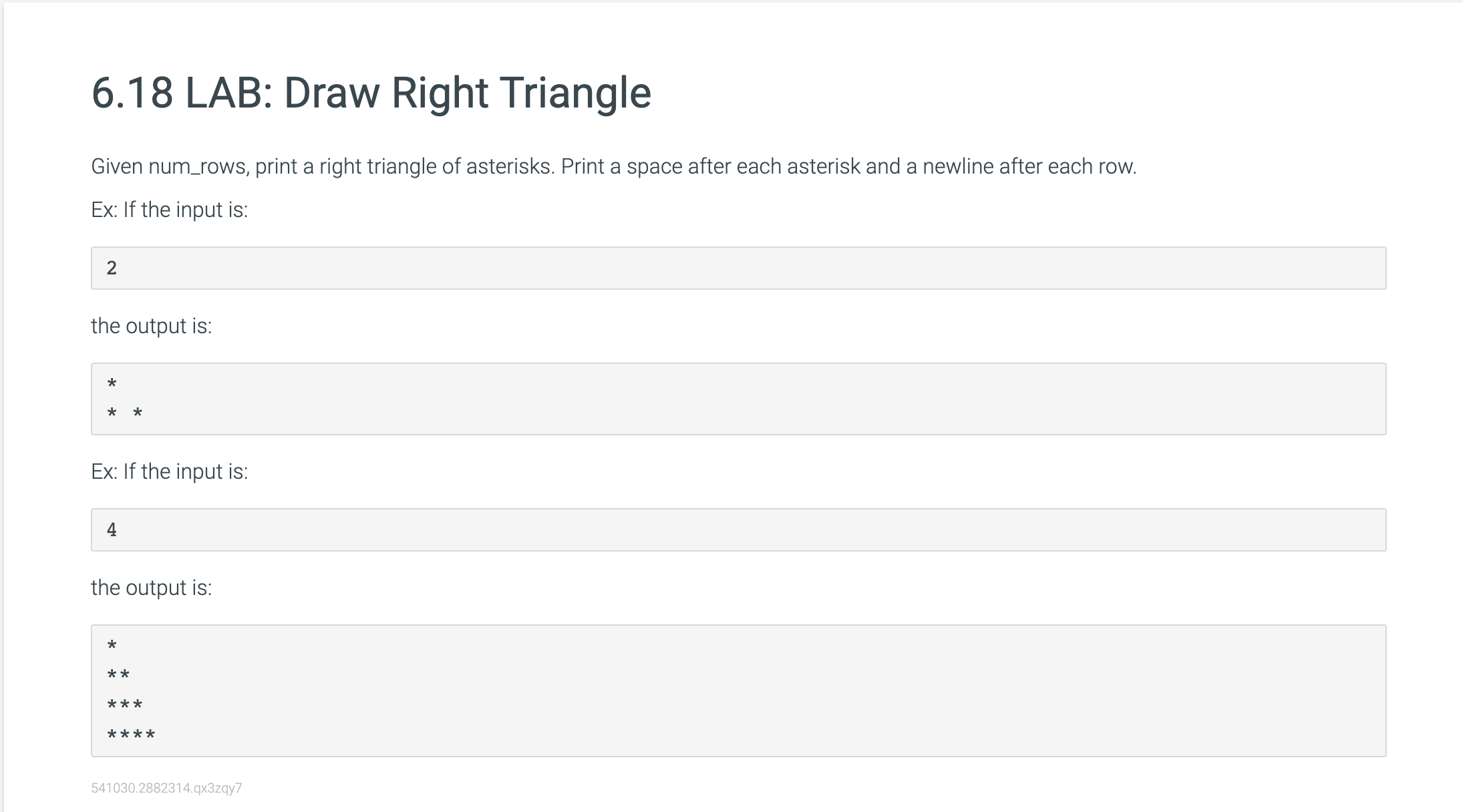 Solved 6.18 ﻿LAB: Draw Right TrianglePlease help. | Chegg.com