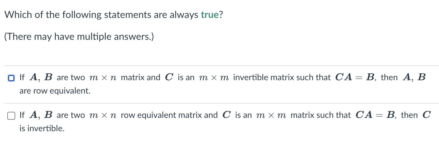 Solved Which of the following statements are always | Chegg.com