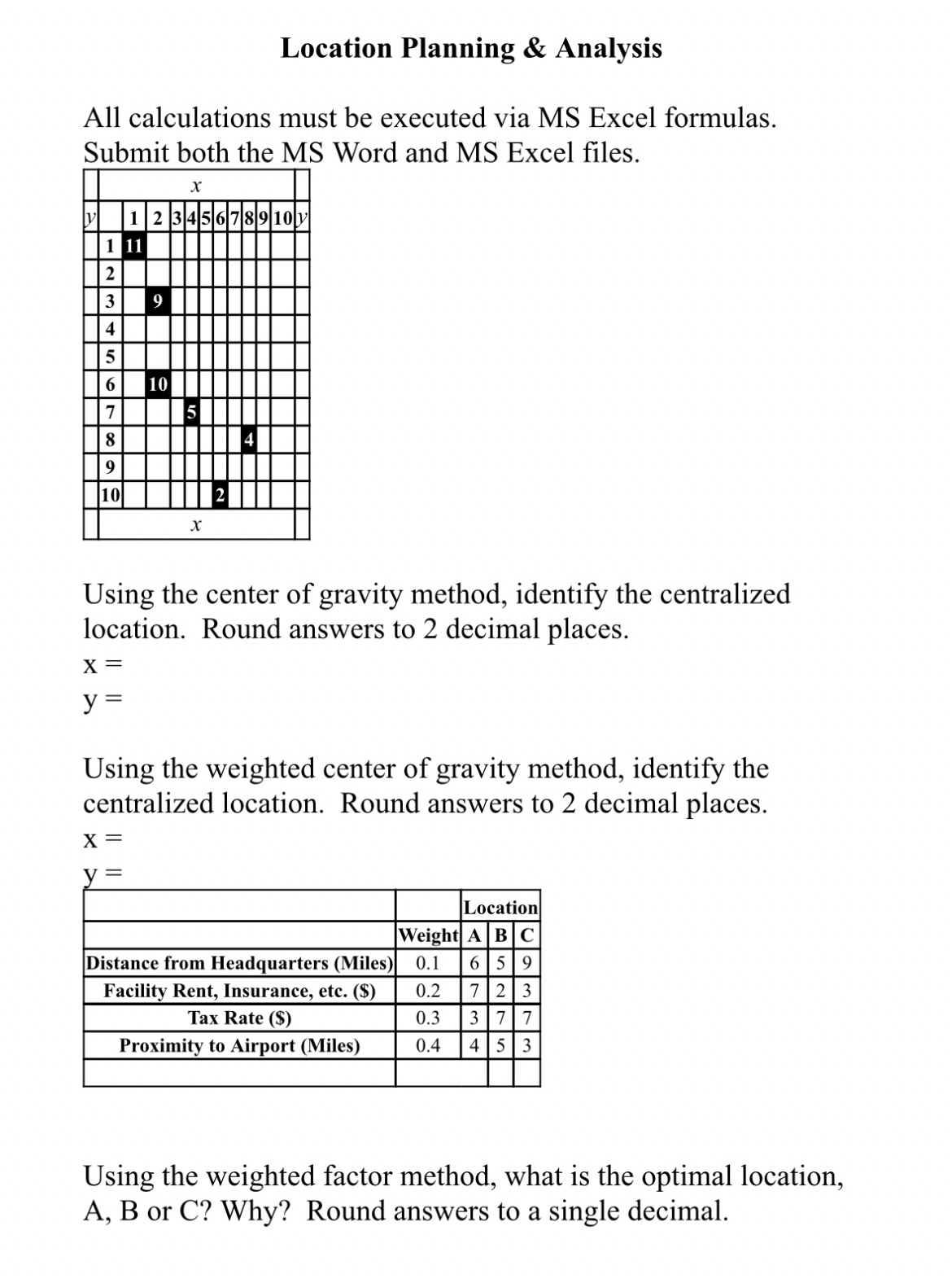 Location Planning & AnalysisAll calculations must be | Chegg.com