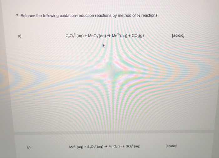 Solved (acidic] Mn?" (aq) + S,0,(aq) → MnO2 (s) + SO 2 (aq) | Chegg.com