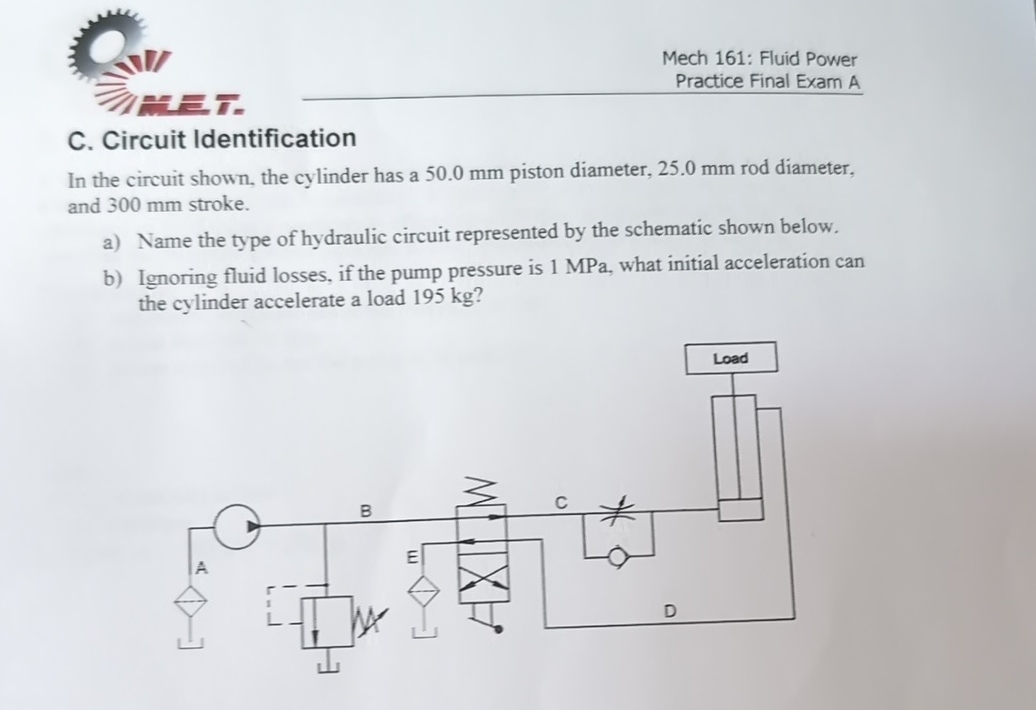 Solved Mech 161: Fluid PowerPractice Final Exam AC. ﻿Circuit | Chegg.com