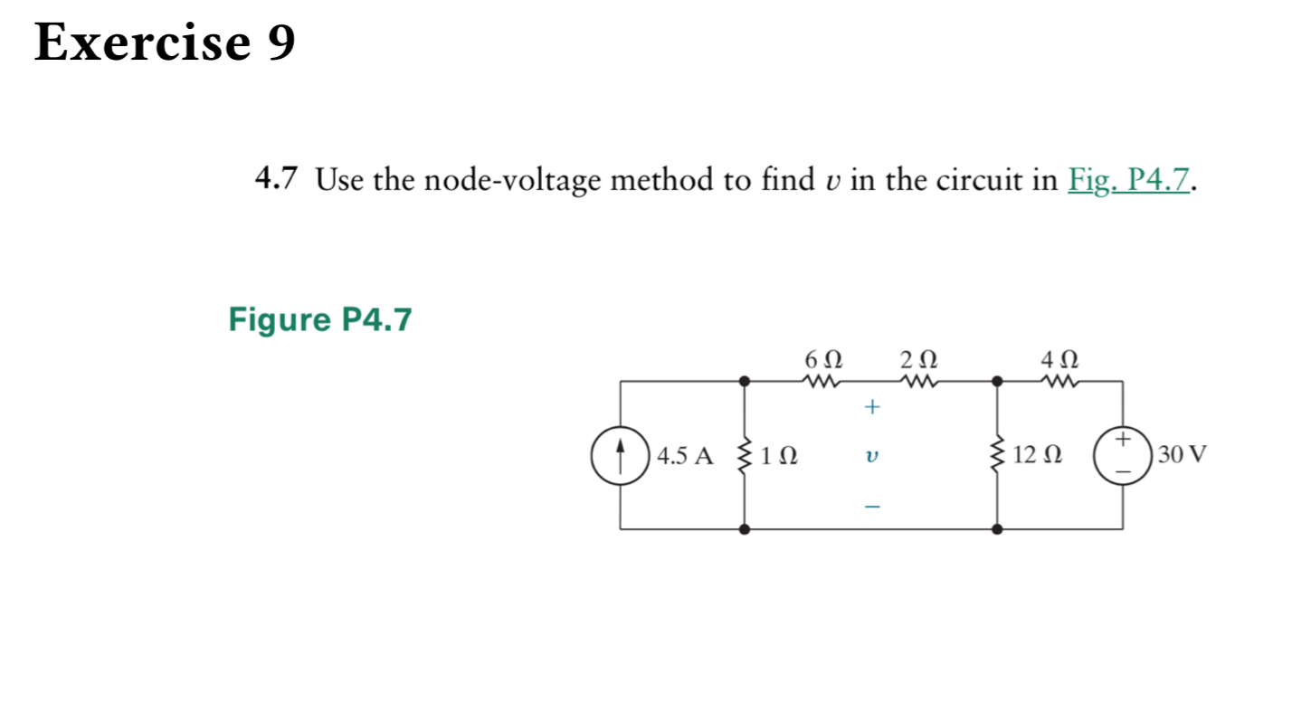 Solved Exercise 947 ﻿use The Node Voltage Method To Find V 9664