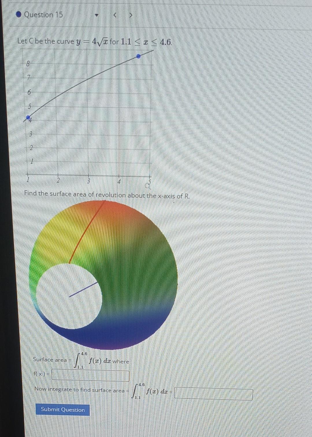 Solved Let C be the curve y=4x for 1.1≤x≤4.6. Find the | Chegg.com