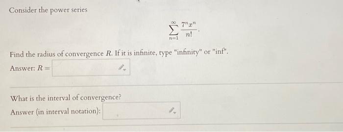 Solved Consider the power series \\[ \\sum_{n=1}^{\\infty} | Chegg.com