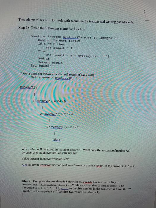 Solved The goals of this lab are to try out some recursive | Chegg.com