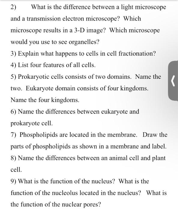 Solved 2) What is the difference between a light microscope | Chegg.com