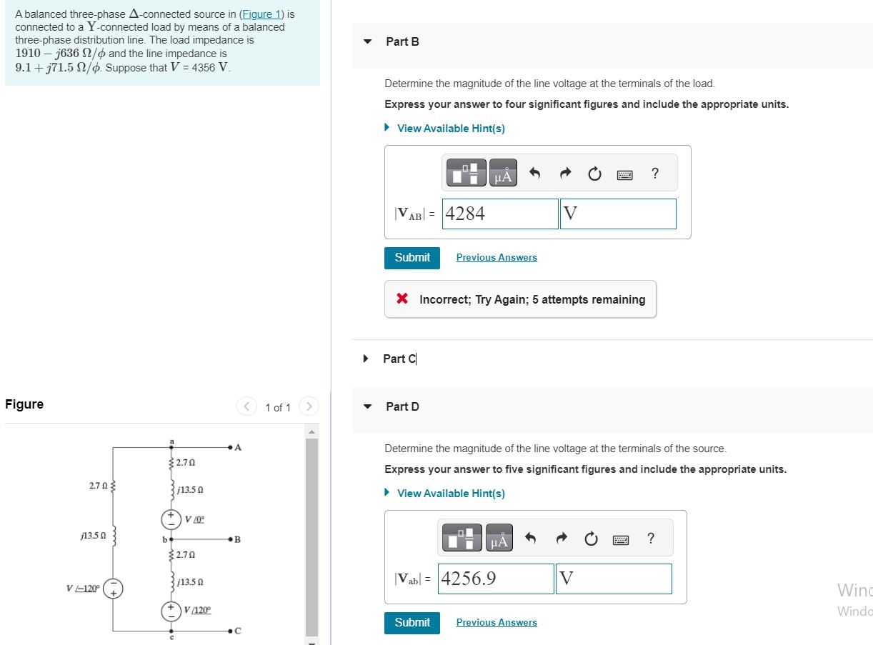 Solved A balanced three-phase Δ-connected source in (Figure | Chegg.com