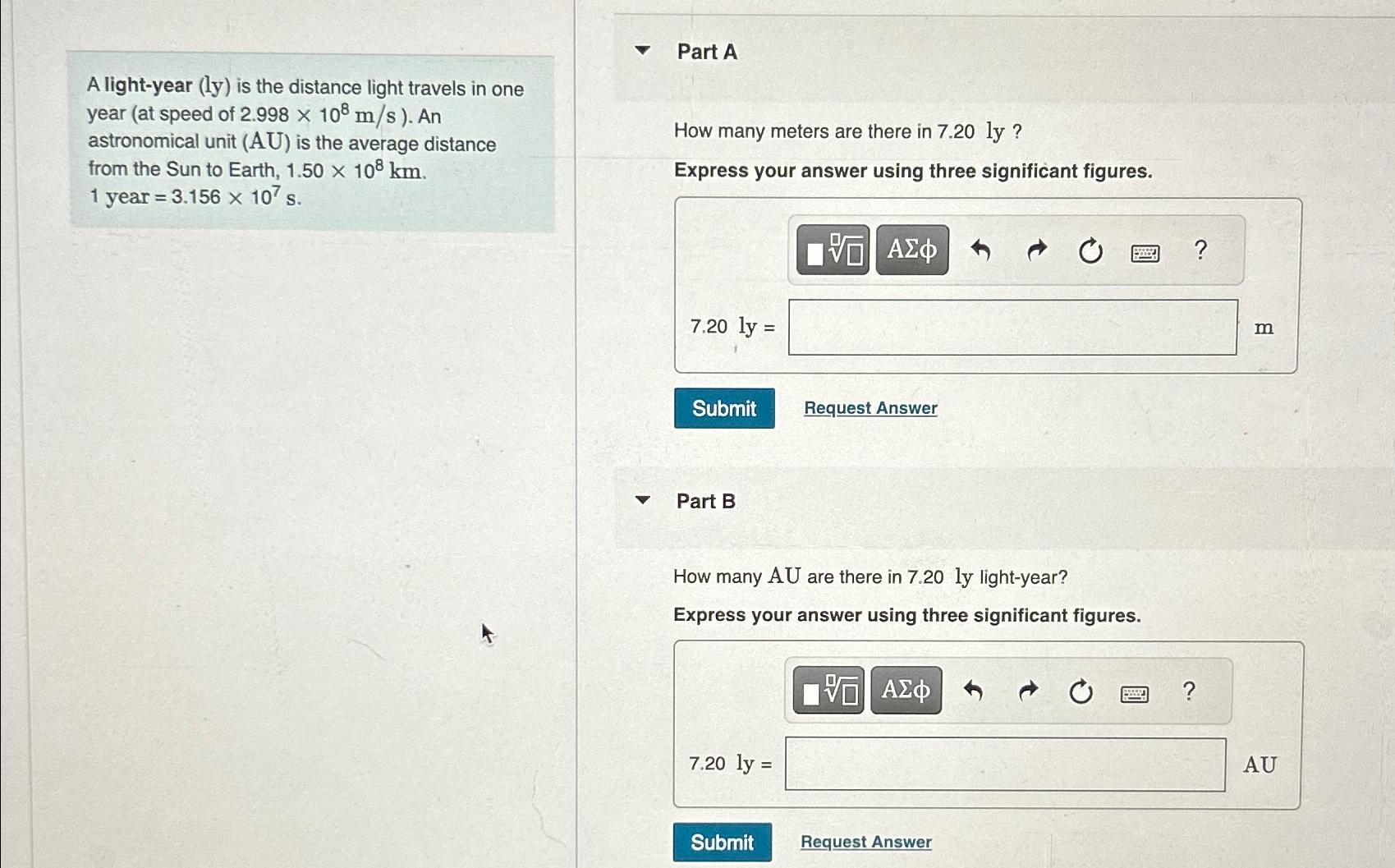 Solved A light-year (ly) ﻿is the distance light travels in | Chegg.com