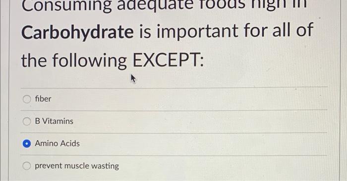 Solved Consuming adequate Carbohydrate is important for all | Chegg.com
