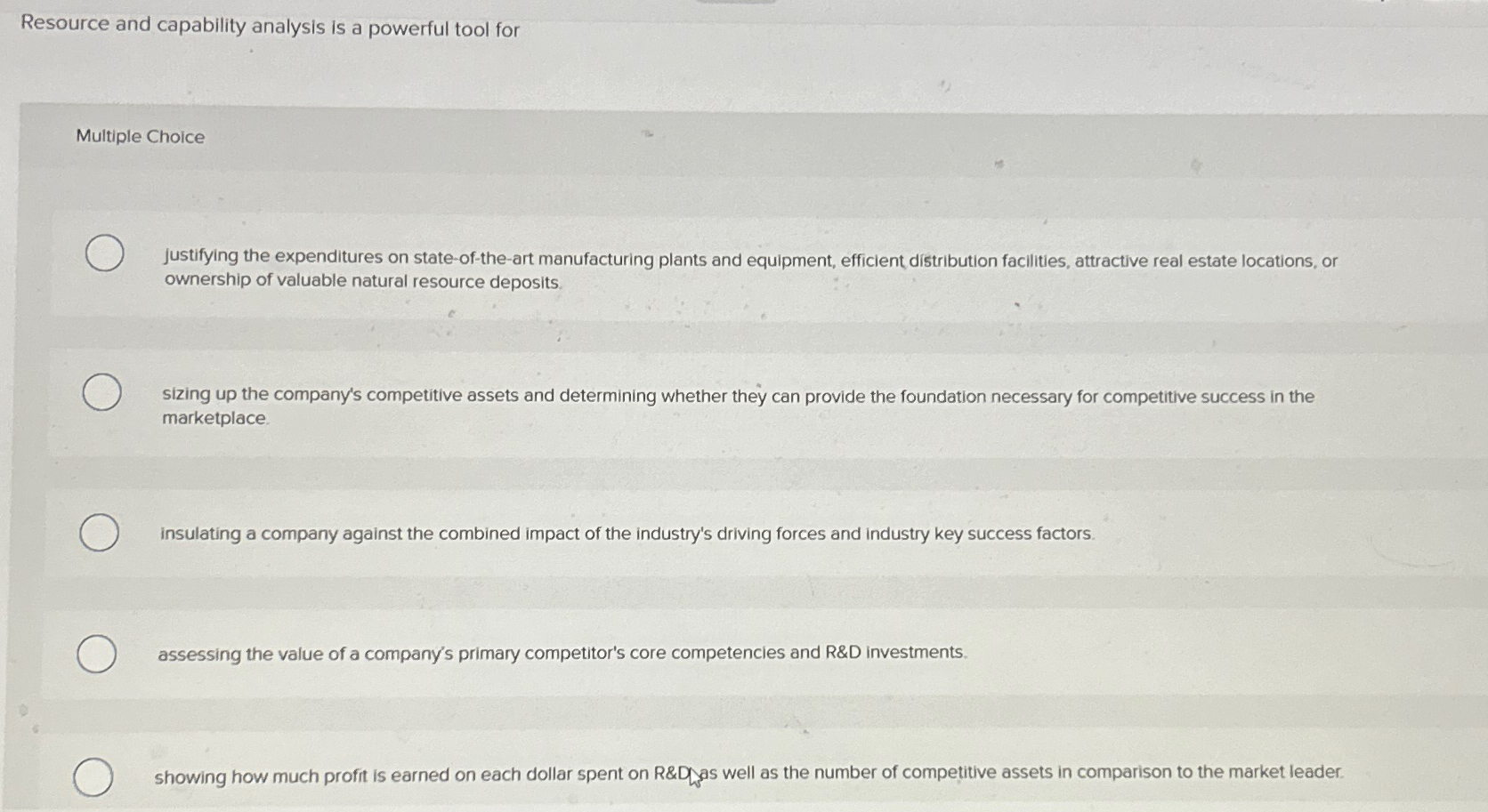 Solved Resource and capability analysis is a powerful tool | Chegg.com