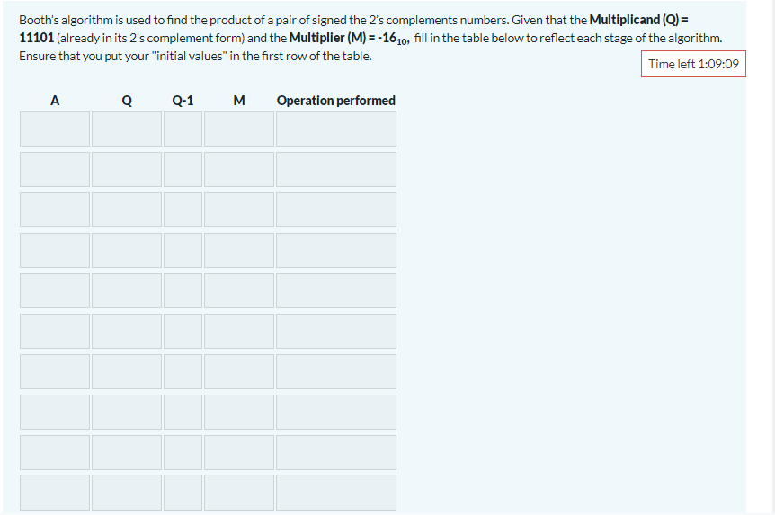Solved Booth's algorithm is used to find the product of a | Chegg.com