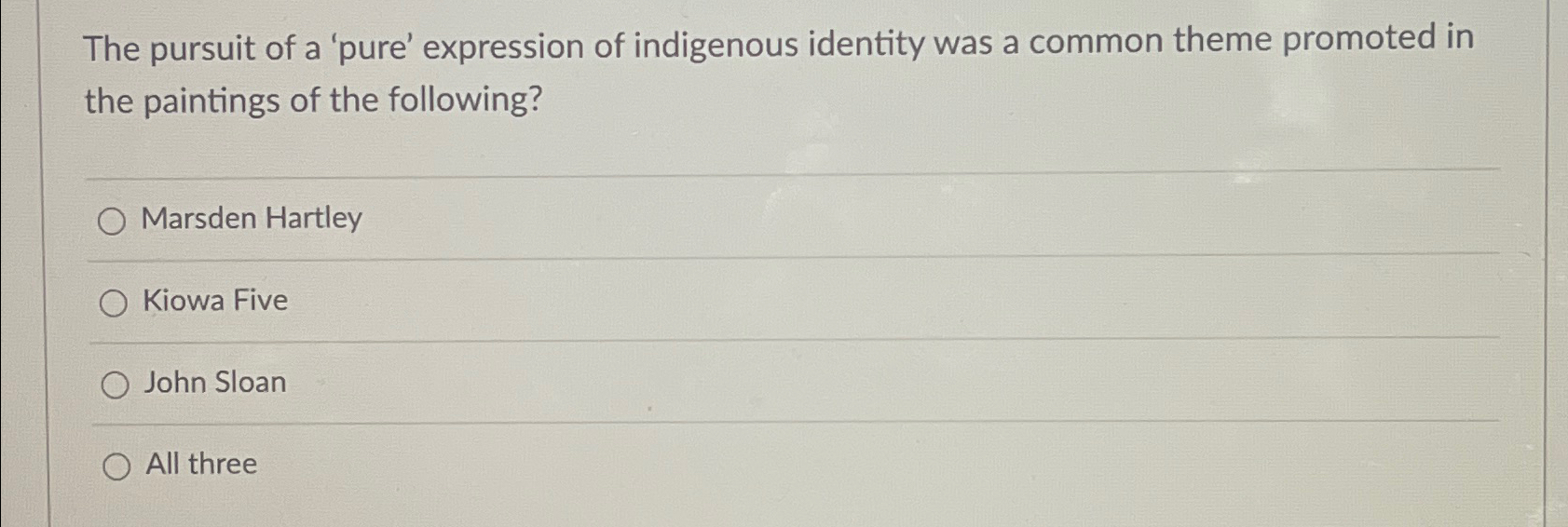 The pursuit of a 'pure' expression of indigenous | Chegg.com