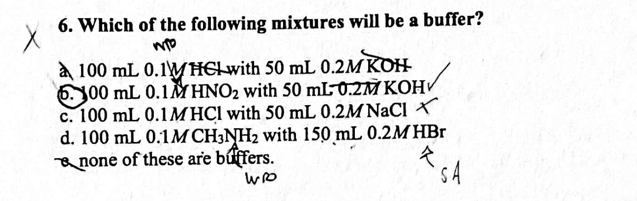 Solved Which of ﻿the following mixtures will be ﻿a | Chegg.com