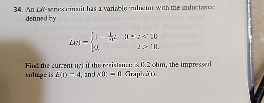 Solved An LR-series circuit has a variable inductor with the | Chegg.com
