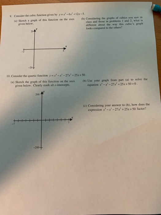 Solved 9. Consider the cubic function given by y=x-6x | Chegg.com