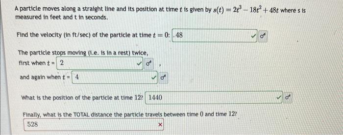 Solved A particle moves along a straight line and its | Chegg.com