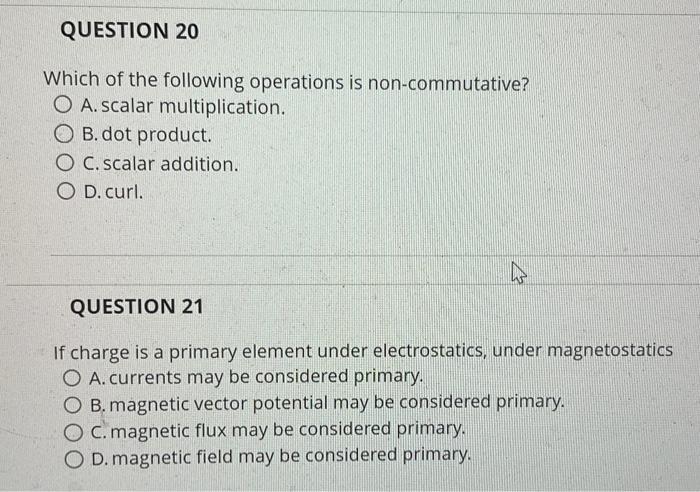 Solved Which Of The Following Operations Is Non Commutative