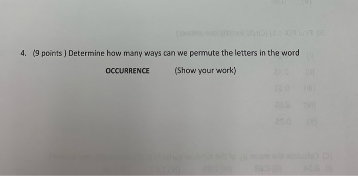 Solved 4. (9 points ) Determine how many ways can we permute | Chegg.com