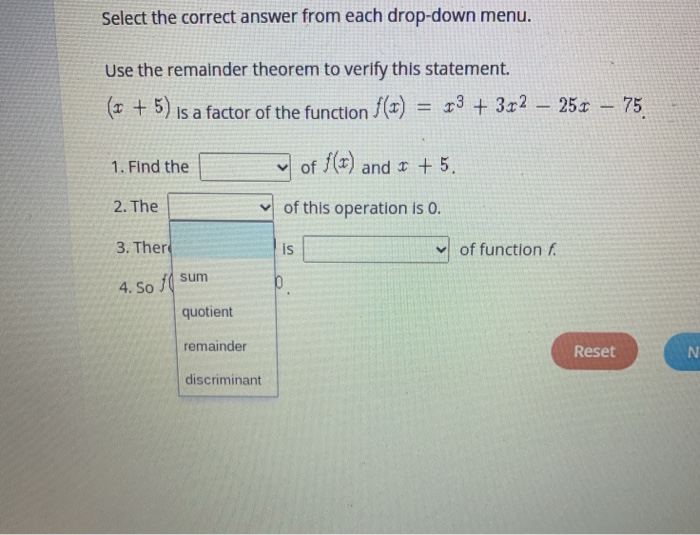 Solved Select the correct answer from each drop-down menu. | Chegg.com