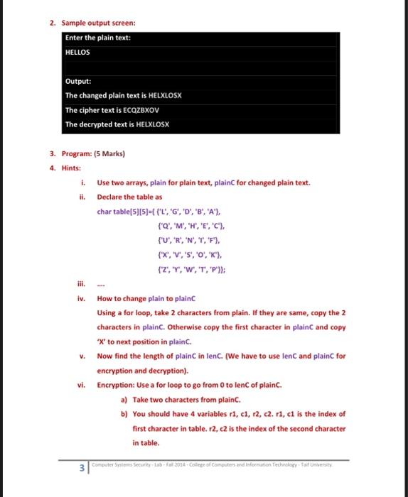 Solved Enter the plain text: HELLOS Output: The changed | Chegg.com