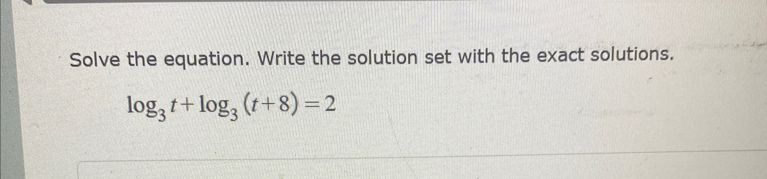 Solved Solve the equation. Write the solution set with the | Chegg.com