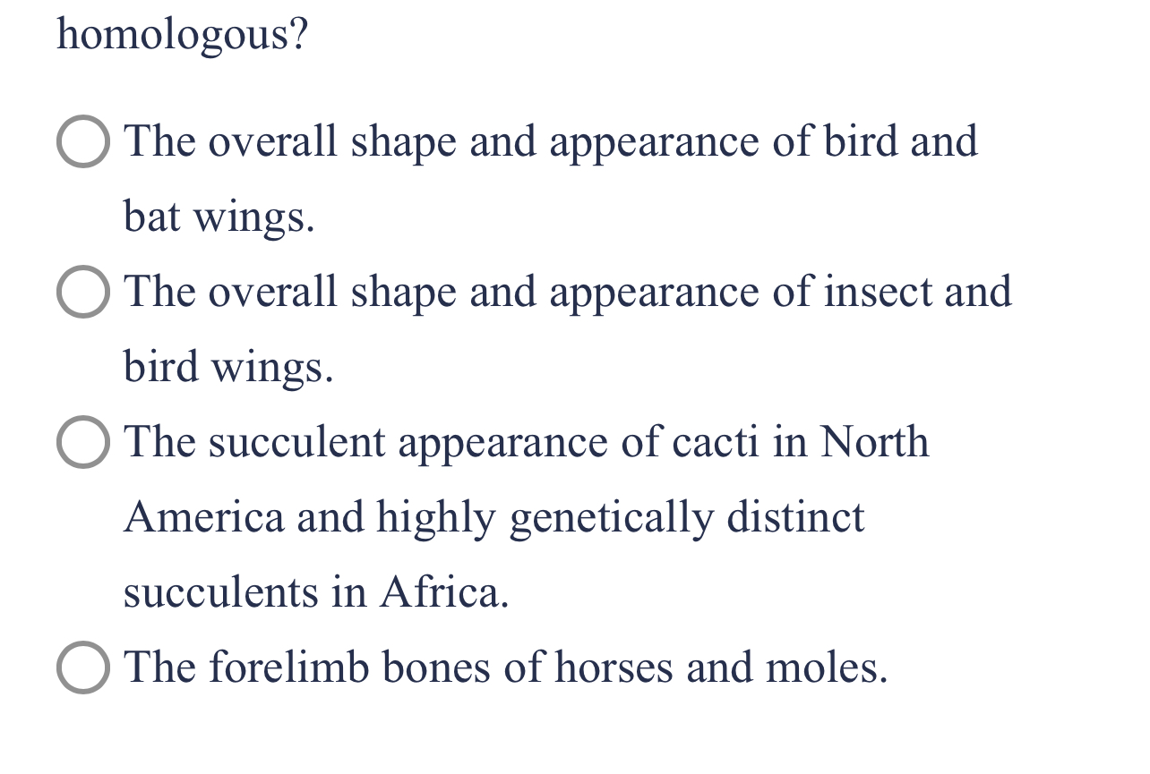 Solved homologous?The overall shape and appearance of bird | Chegg.com