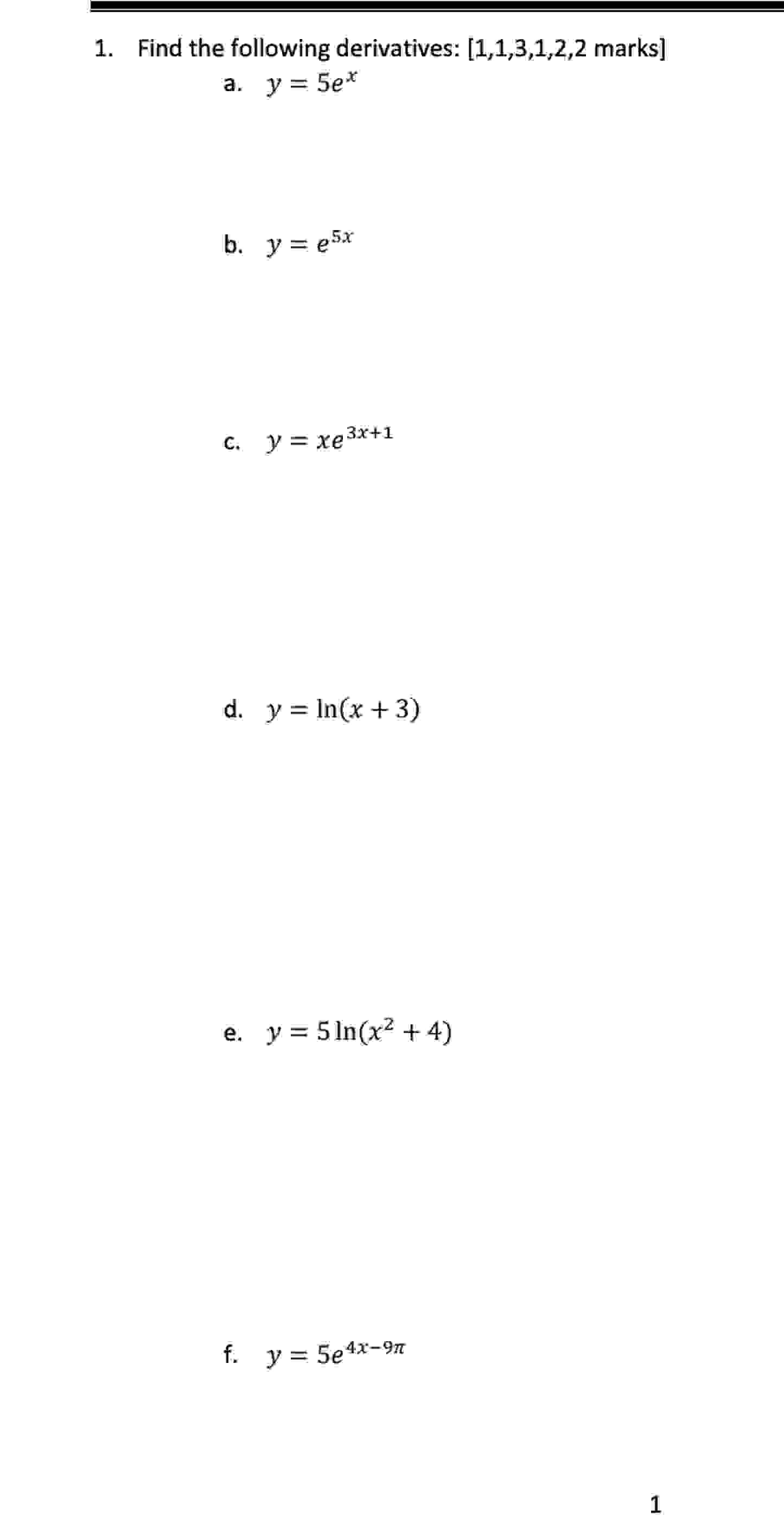Solved Find the following derivatives: | Chegg.com