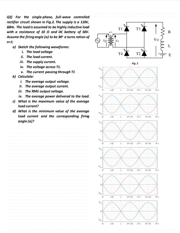 Solved ΤΙ T3 R 44 Vo Vp VS L T4 T2 E Fig. 2 Q2) For the | Chegg.com