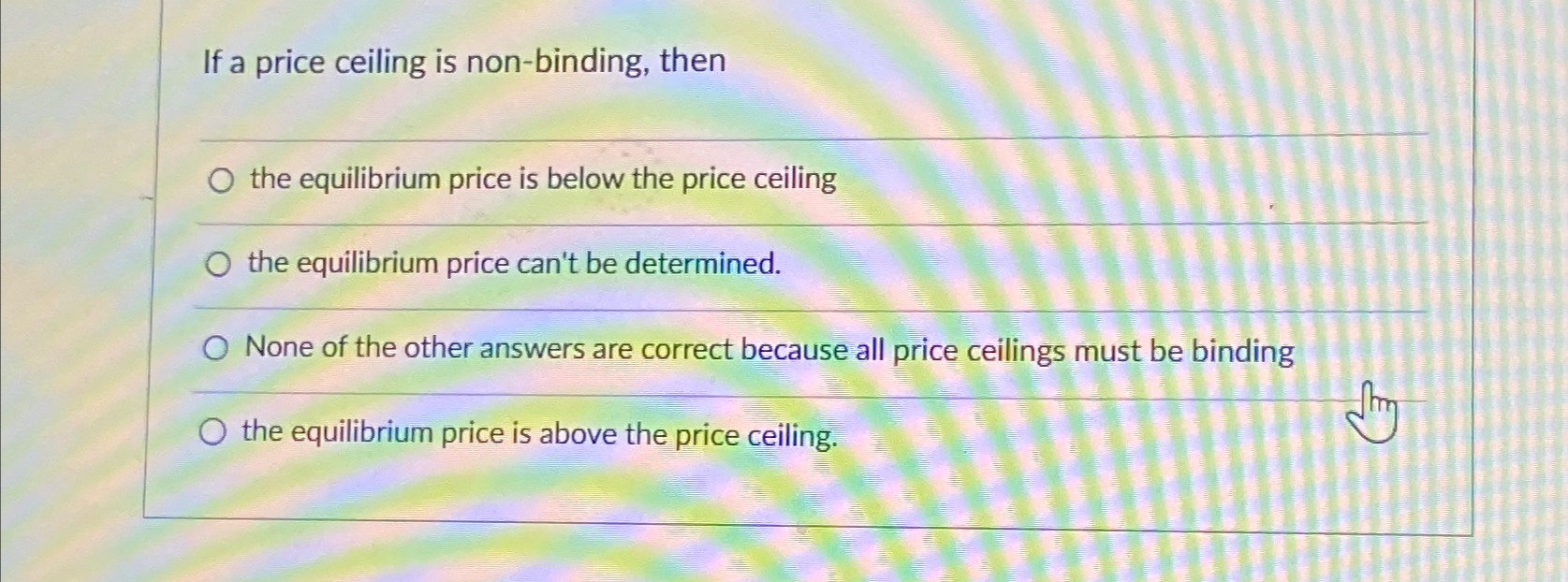 Solved If a price ceiling is non-binding, thenthe | Chegg.com
