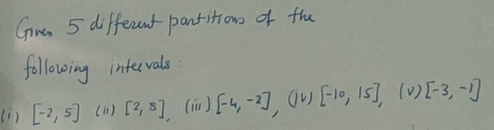Solved Given 5 ﻿different partitions of the following | Chegg.com