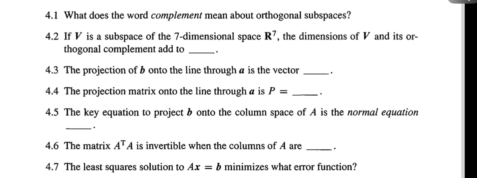 Solved 4.1 ﻿What does the word complement mean about | Chegg.com