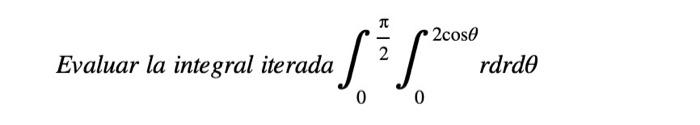 Solved Evaluar la integral iterada ∫02π∫02cosθrdrdθ | Chegg.com