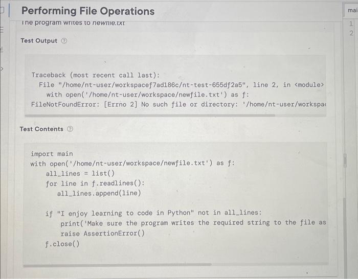 Solved Performing File Operations Aim Create a file and add | Chegg.com