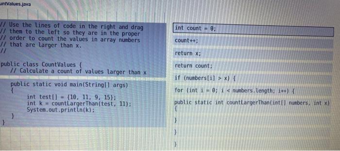 Solved // Use the lines of code on the right and drag // | Chegg.com