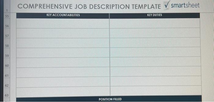 Solved COMPREHENSIVE JOB DESCRIPTION TEMPLATE smartsheet | Chegg.com