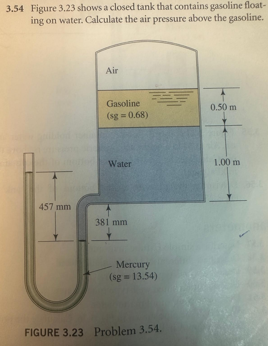Solved 3.54 ﻿Figure 3.23 ﻿shows a closed tank that contains | Chegg.com