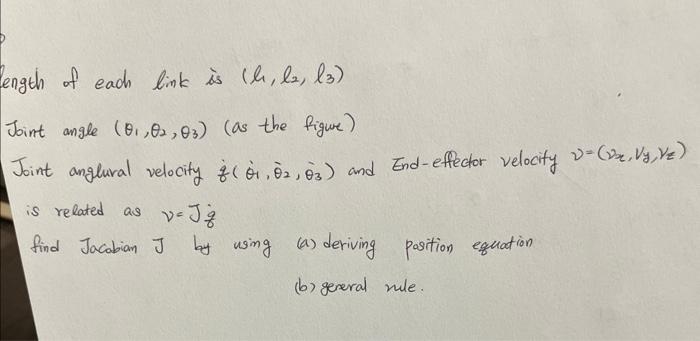 Solved find jacobian J(a) by deriving position equation(b) | Chegg.com