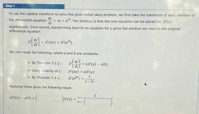 Solved Step 1 To use the Laplace transform to solve the | Chegg.com