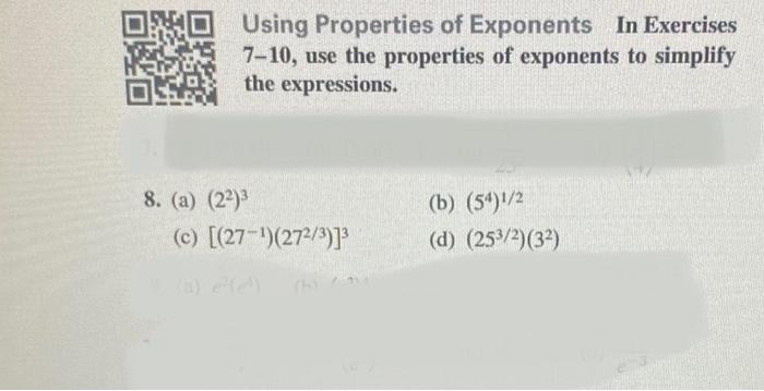 Solved Using Properties of Exponents In Exercises 7-10, use | Chegg.com
