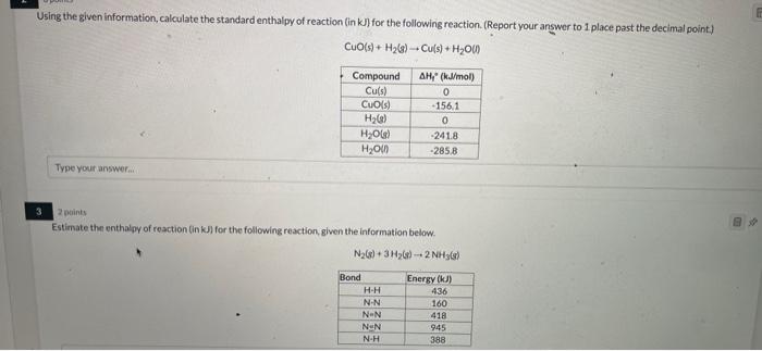 Solved calculate dtanfard enthally reaction ( in kj) for the | Chegg.com